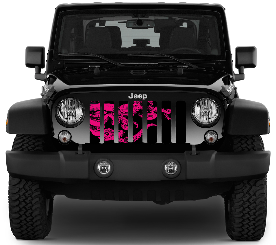 Black & Hot Pink Octopus Grille Insert | Dirty Acres
