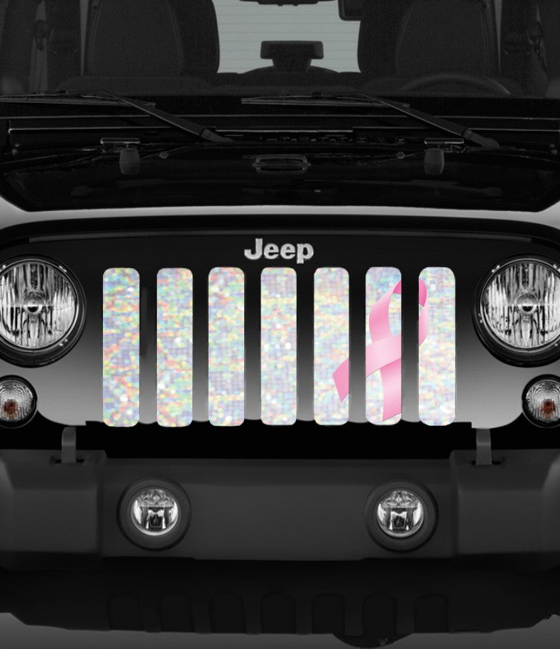 Jeep Wrangler Iridescent Pink Ribbon Pink Stripe Insert | Dirty Acres