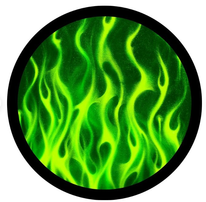 Neon Green Fire Flames Spare Tire Cover – Dirty Acres